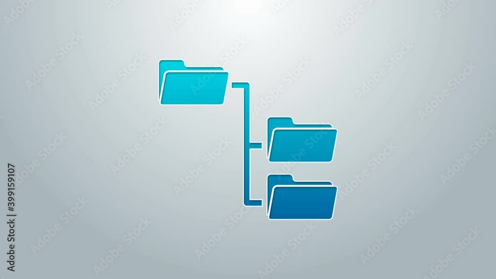 Vidéo Stock Blue line Folder tree icon isolated on grey background ...