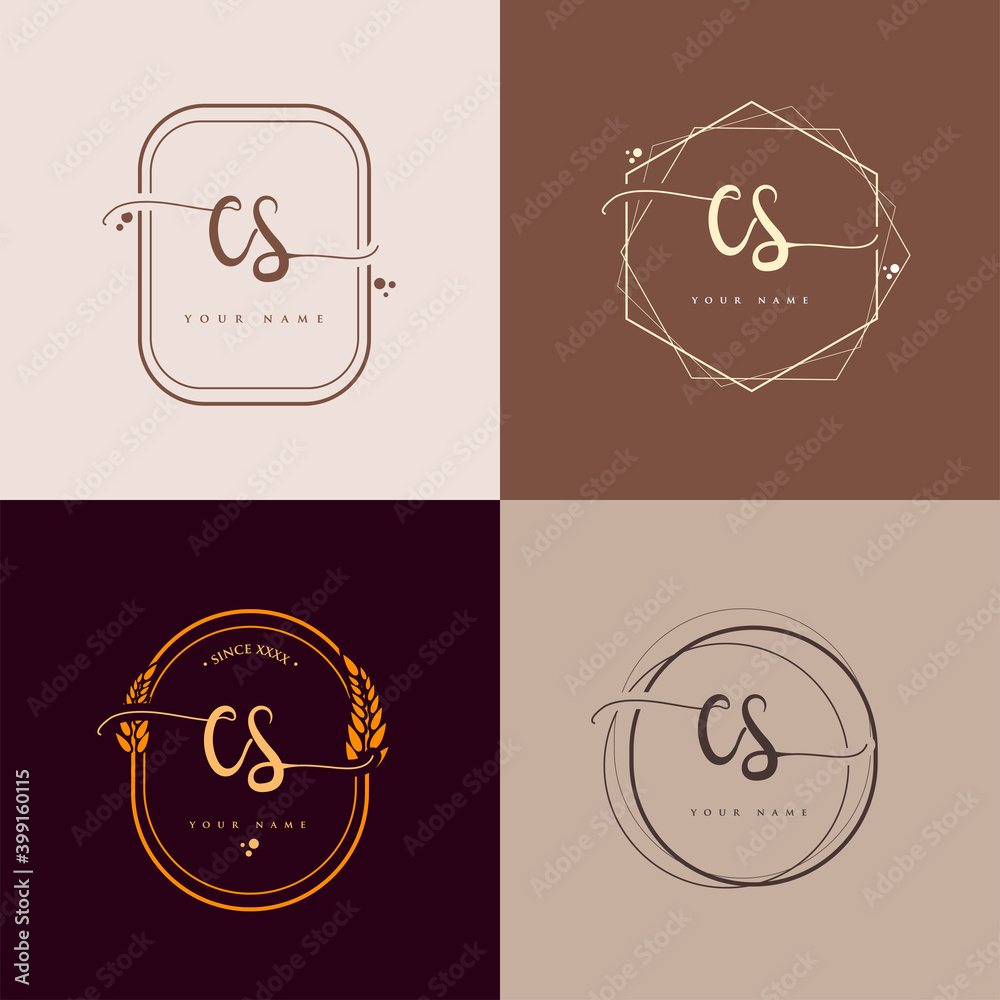 CS Initial handwriting logo vector sets. Hand lettering Initials logo ...