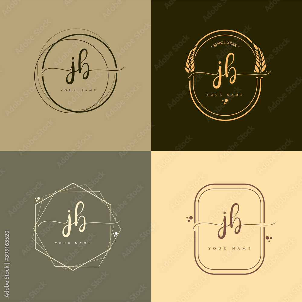 JB Initial handwriting logo vector sets. Hand lettering Initials logo ...