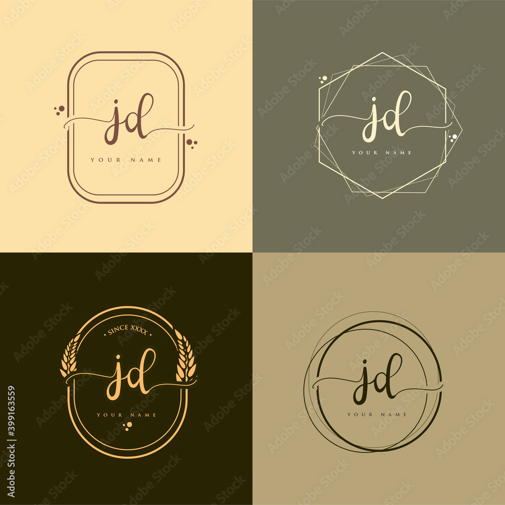 JD Initial handwriting logo vector sets. Hand lettering Initials logo ...