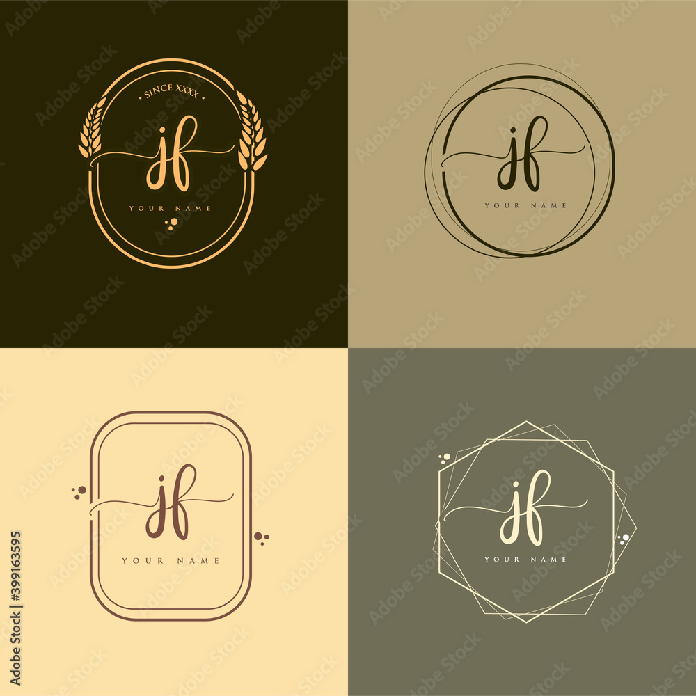 JF Initial handwriting logo vector sets. Hand lettering Initials logo ...