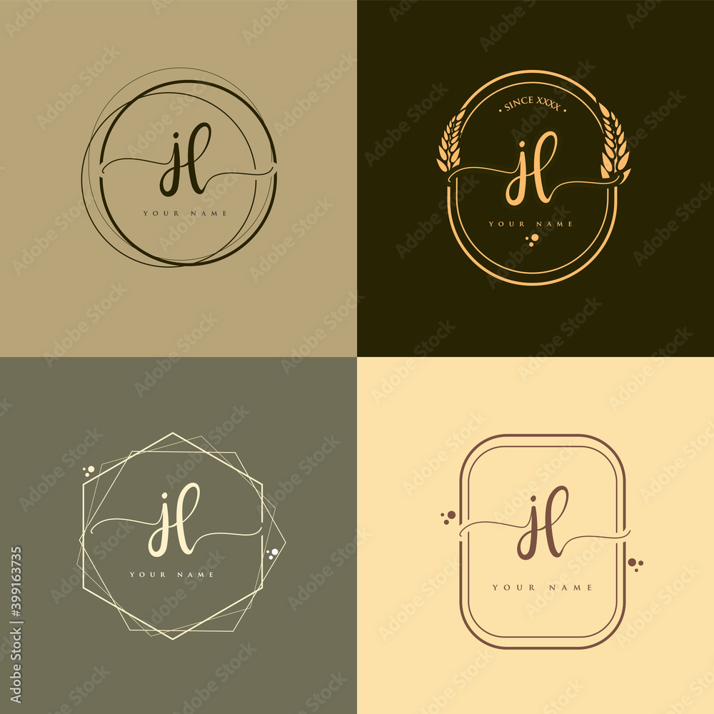JL Initial handwriting logo vector sets. Hand lettering Initials logo ...