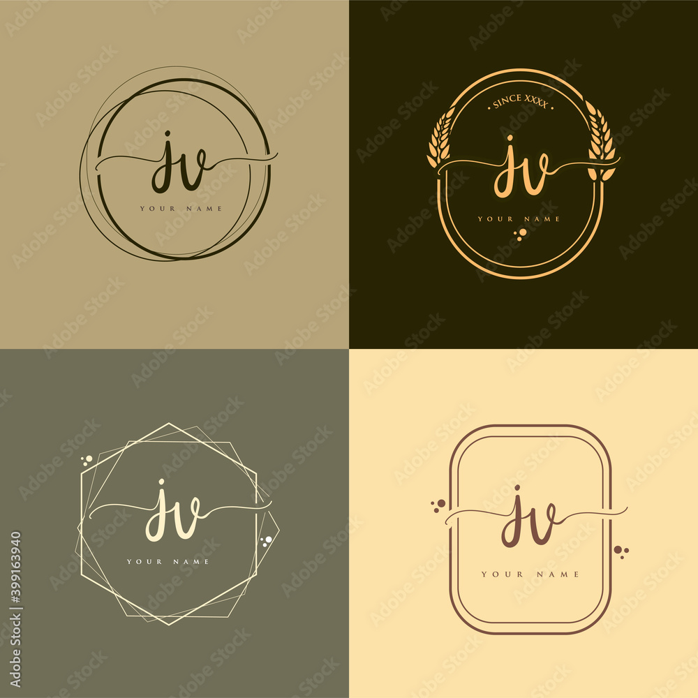 JV Initial handwriting logo vector sets. Hand lettering Initials logo ...