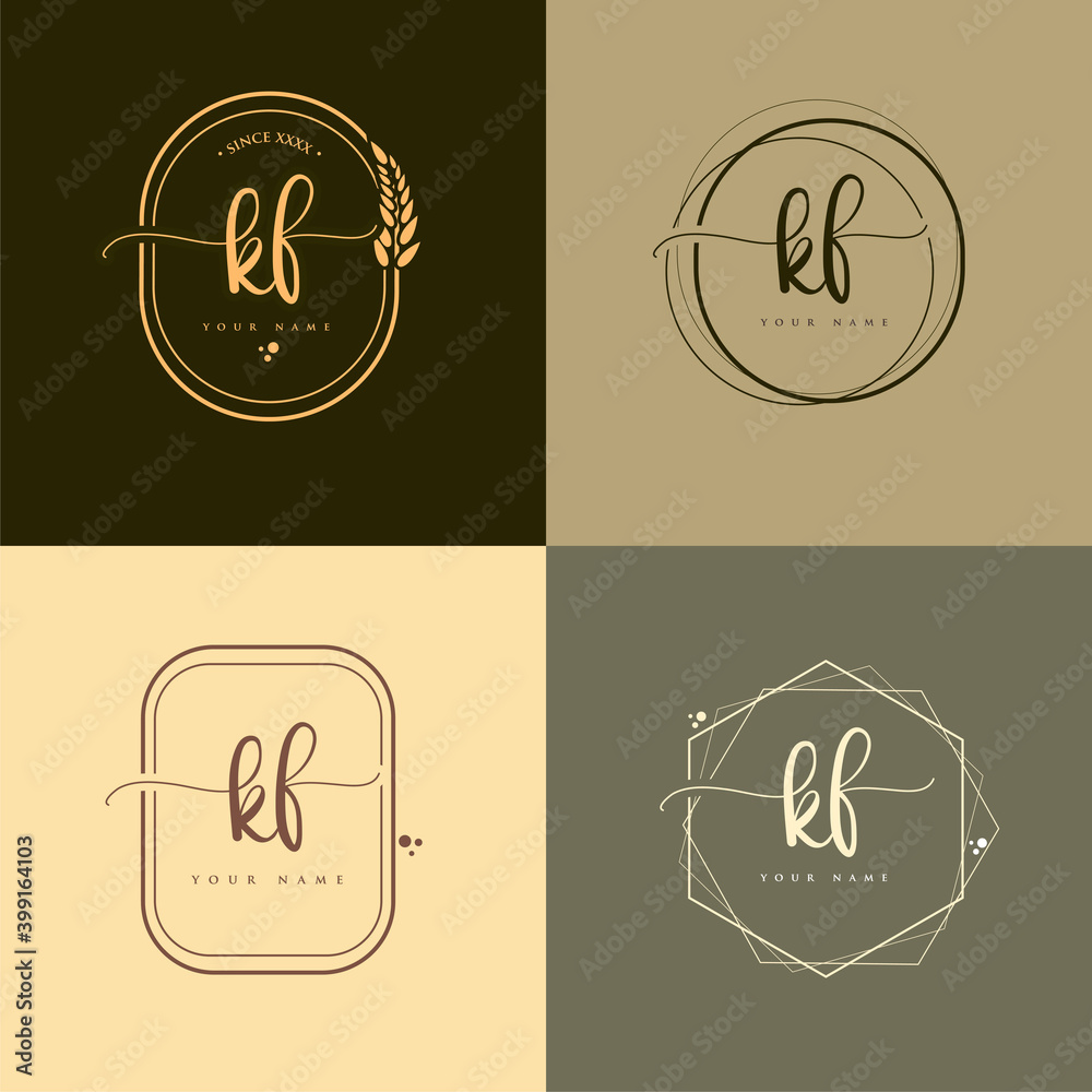 KF Initial handwriting logo vector sets. Hand lettering Initials logo ...
