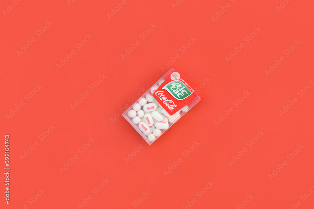 Tic Tac Candy package with Coca-Cola taste. Tic tac is popular due its ...