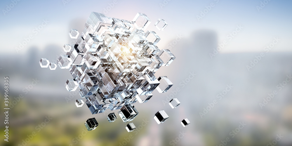 Floating cubes. Innovation and creativity concept Stock-Foto | Adobe Stock