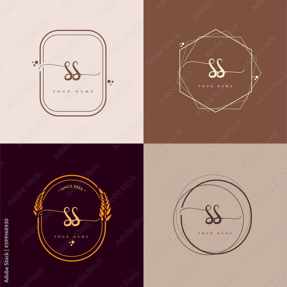 SS Initial handwriting logo vector sets. Hand lettering Initials logo ...