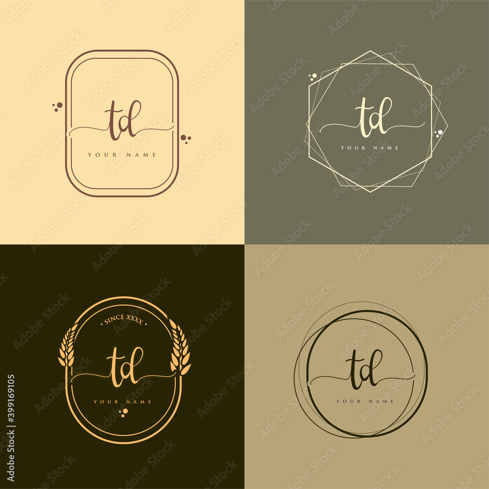 TD Initial handwriting logo vector sets. Hand lettering Initials logo ...