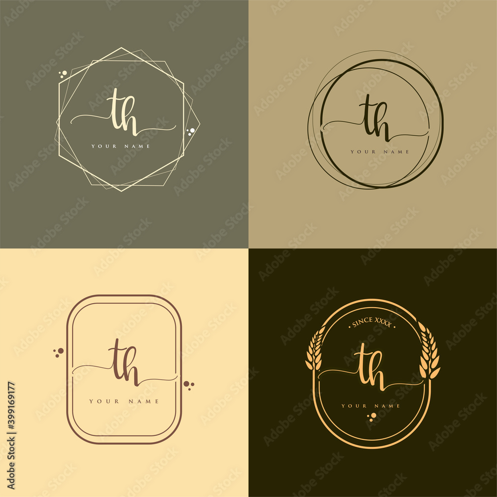 TH Initial handwriting logo vector sets. Hand lettering Initials logo ...