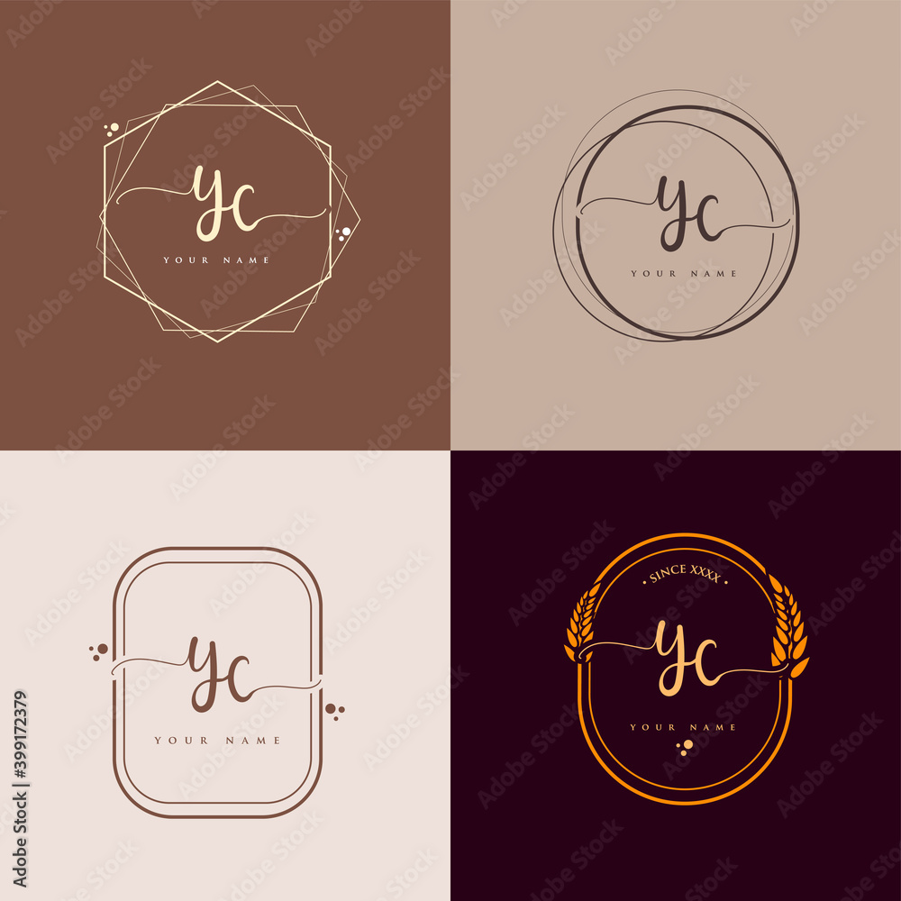 YC Initial handwriting logo vector sets. Hand lettering Initials logo ...