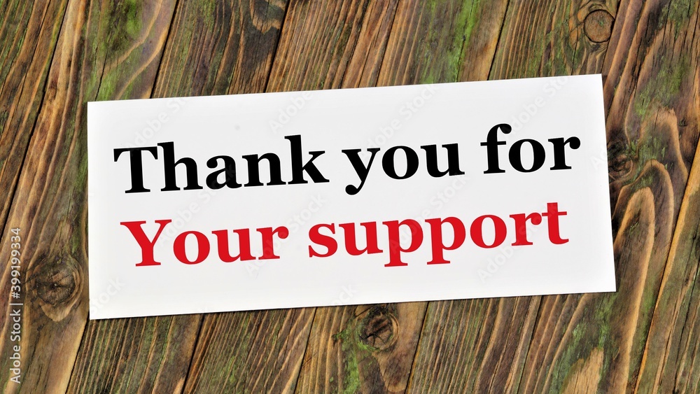 Thank you for your support. Text label on the banner background ...