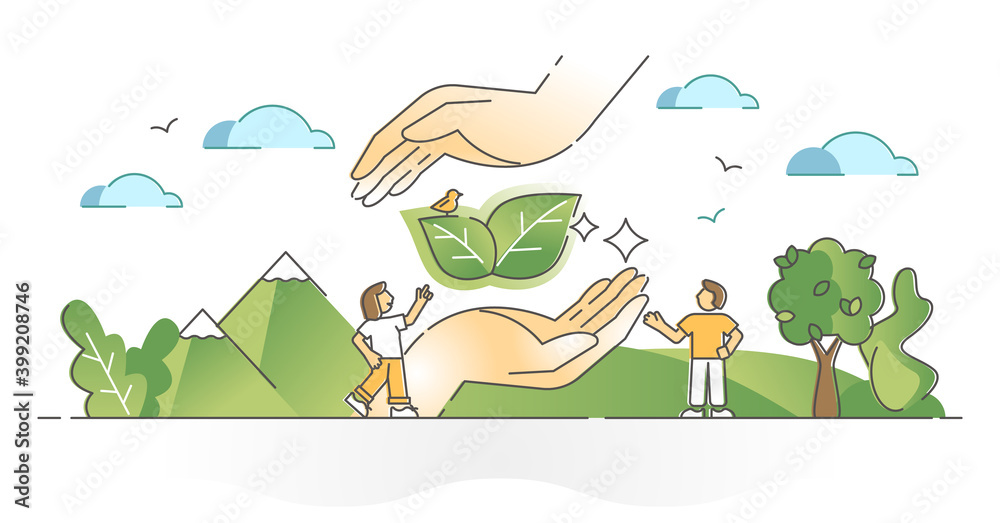 Saving nature and sustainable environment protection and care outline ...