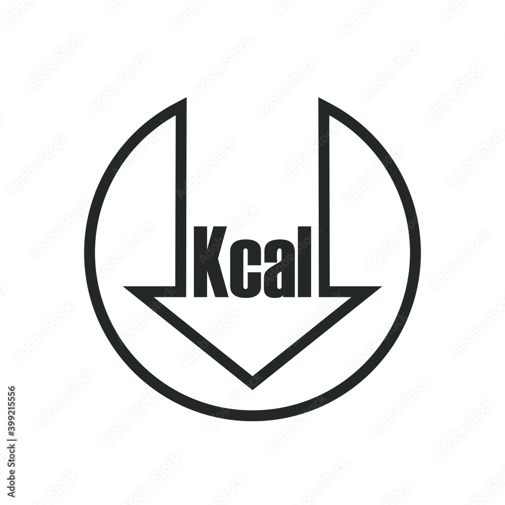 Calories reduction icon. Low kilocalories graphics sign. Kcal reduction ...