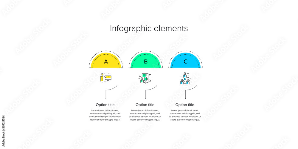 Business process chart infographics with 3 step circles. Circular ...