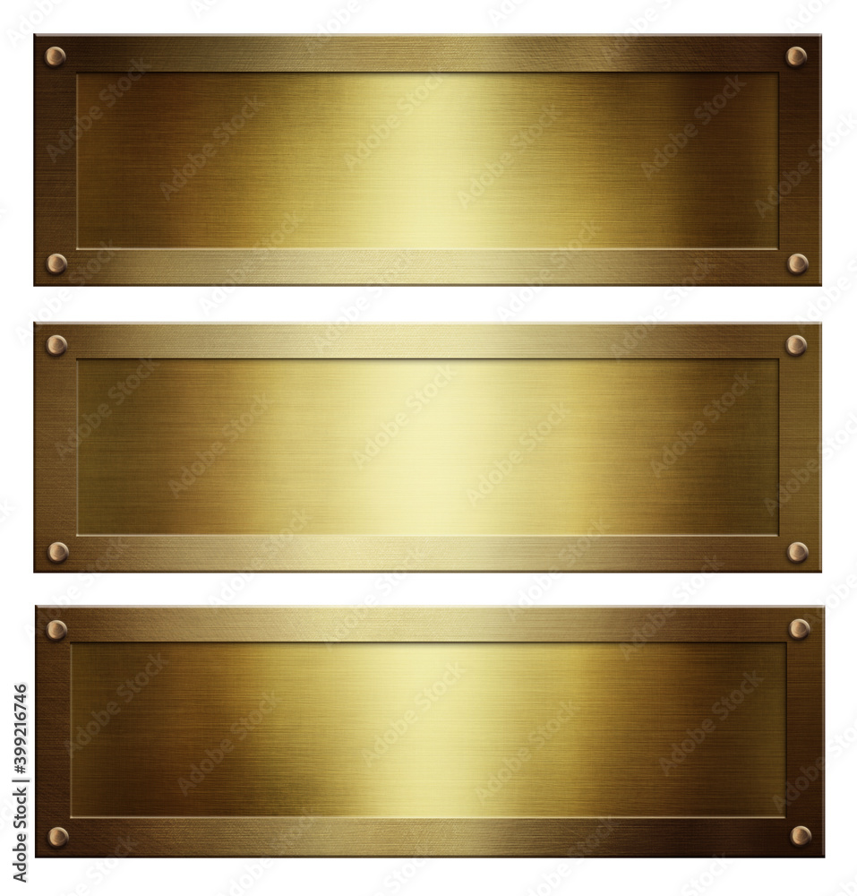 gold metal plates texture collection isolated on white background 3D ...