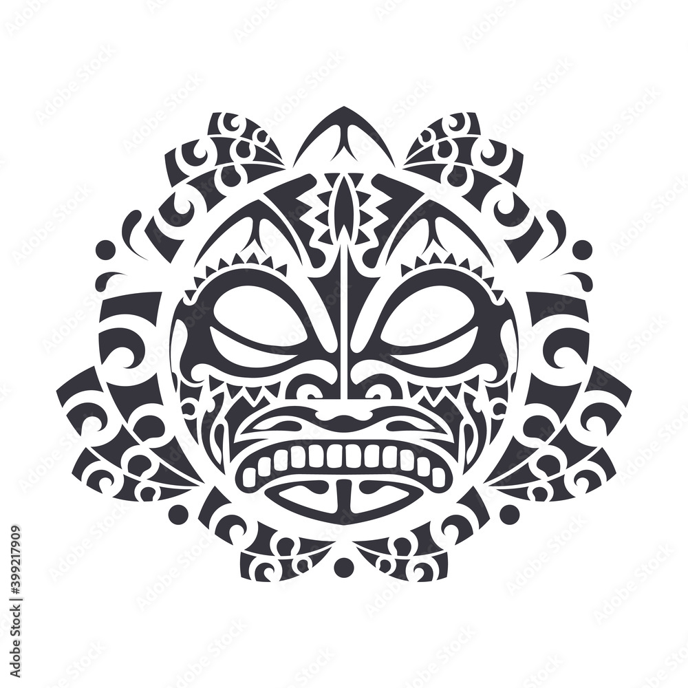 Polynesian tattoo design mask. Frightening masks in the Polynesian ...