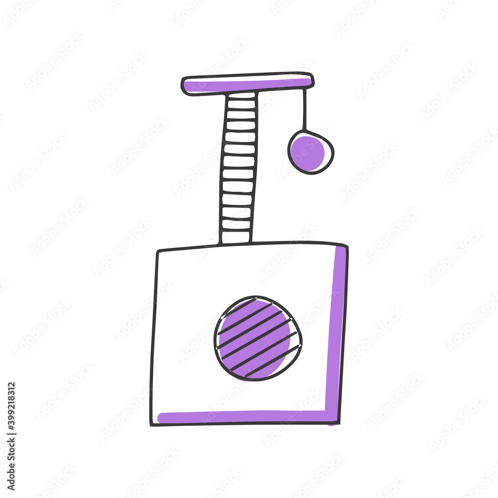 Vector hand drawn icon of cat scratching post. Pet shop concept ...
