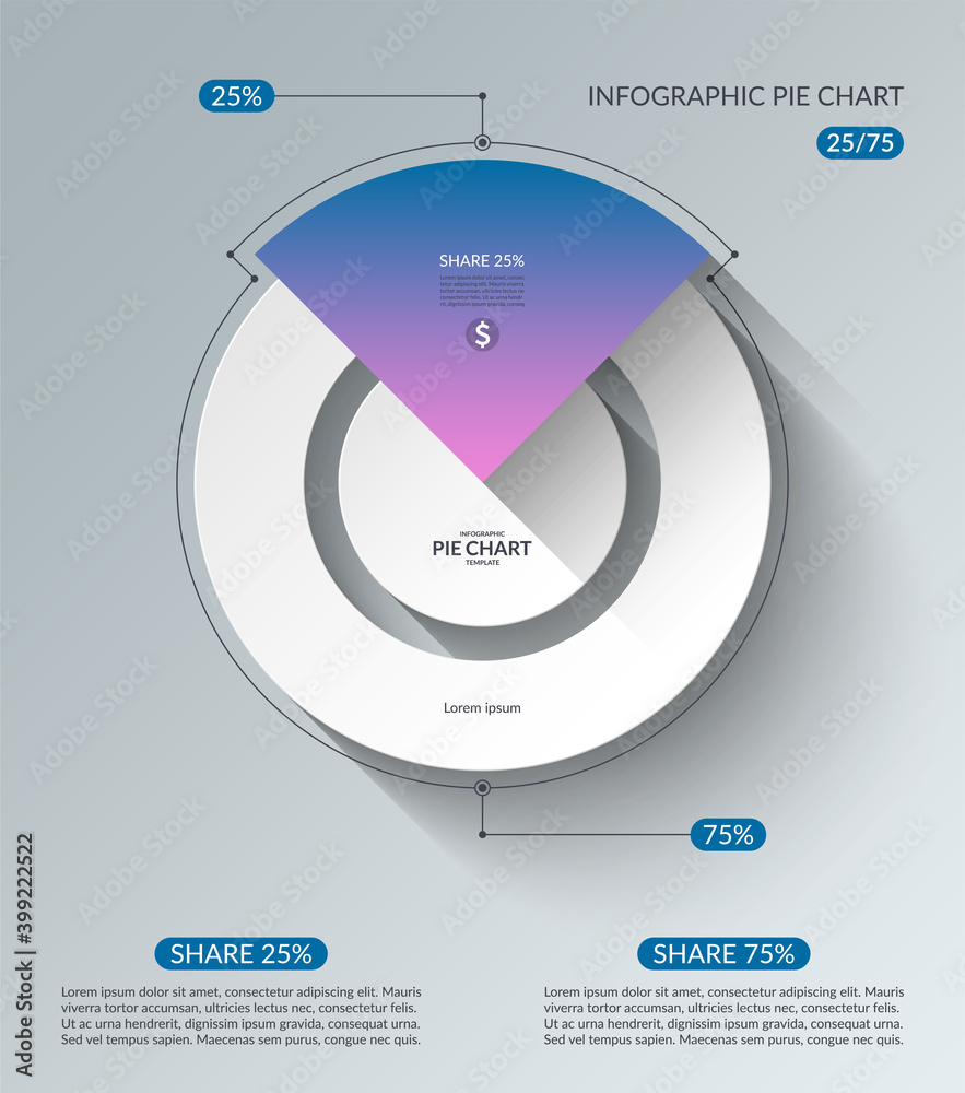 Infographic Pie Chart Template Share Of 25 And 75 Percent Vector Infographic Pie Chart Template Share Of 25 And 75 Percent Vector