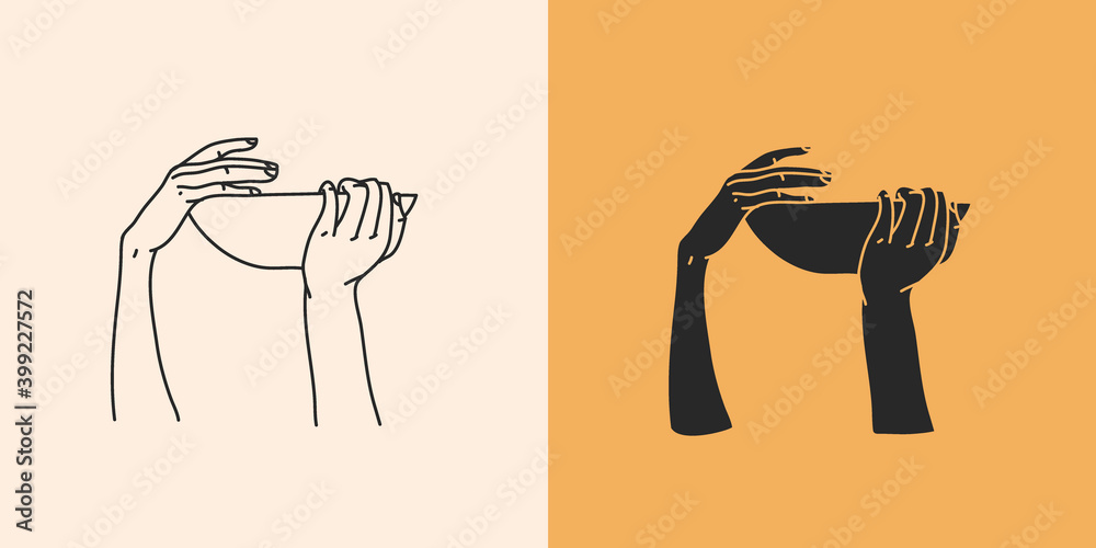 Hand drawn vector abstract stock flat graphic illustration with logo ...