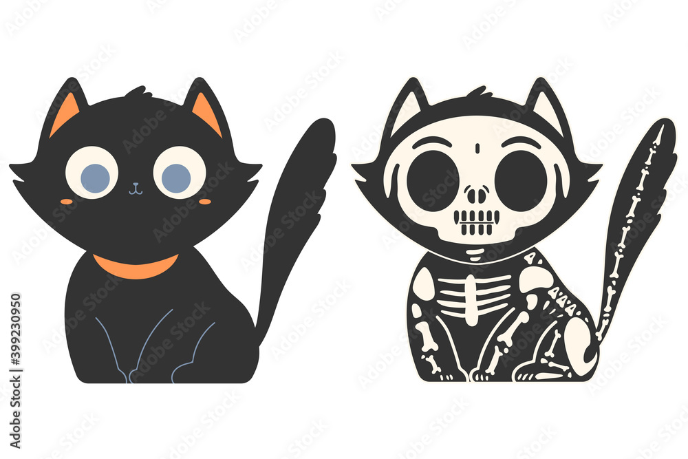 Cat skeleton vector cartoon illustration isolated on a white background ...
