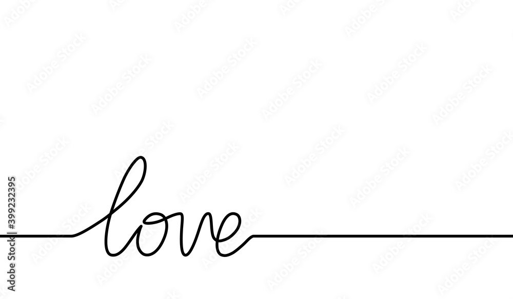 Word love handwritten continuous line. Single outline. Hand drawn ...