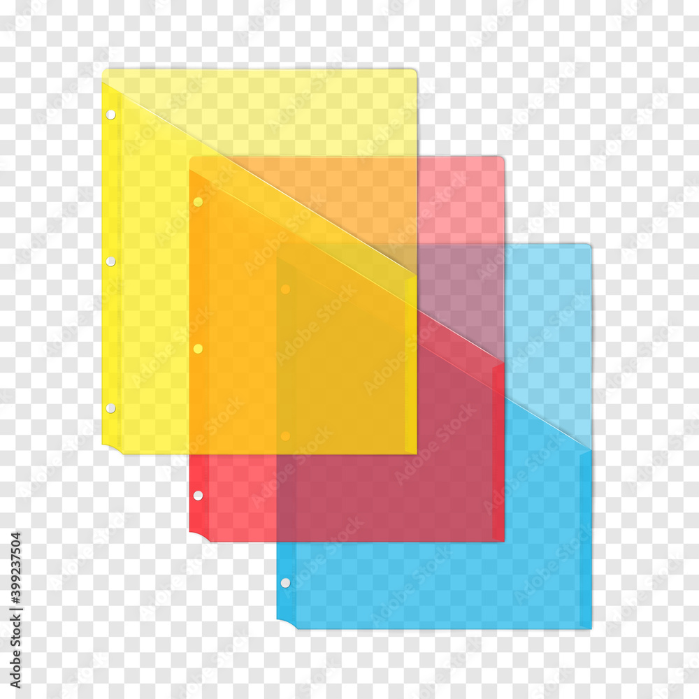 Three hole punched clear plastic file jacket for ring binder on ...