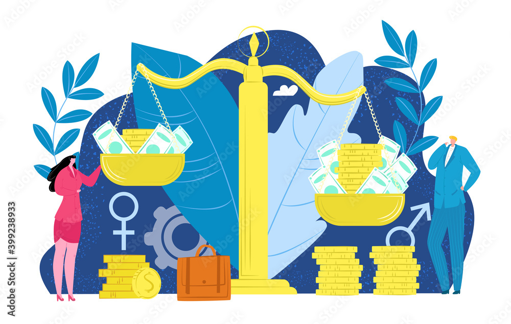 Gender discrimination for money, male female people at business work ...