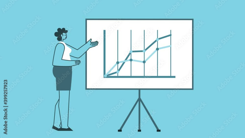 Flat Graphic Design Bold Woman Cartoon Character Talking Near Graph ...