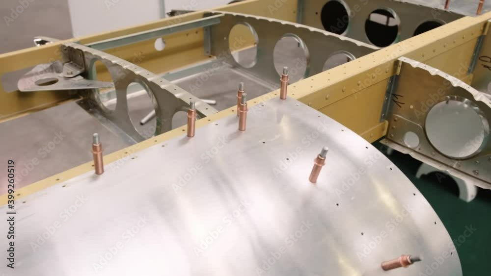 Demonstration of the aircraft wing structure. Sectional plane wing ...