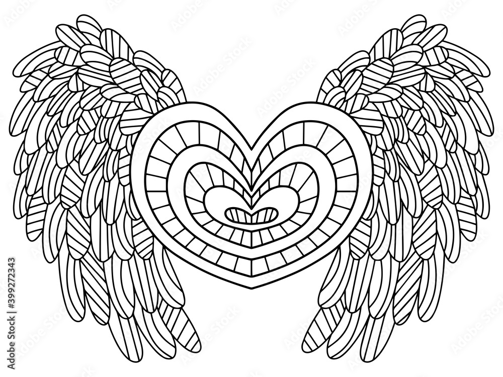 Heart With Wings Coloring Pages