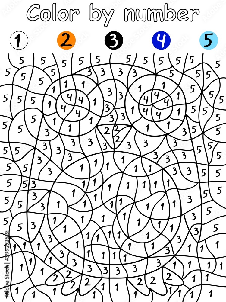 Cute little penguin color by number game stock vector illustration ...