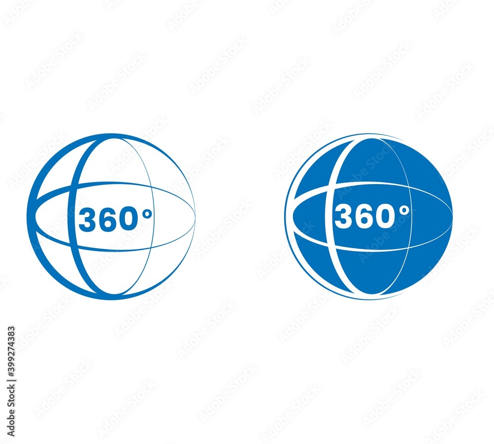 360 degrees view line icon, globe outline and solid vector sign, linear ...