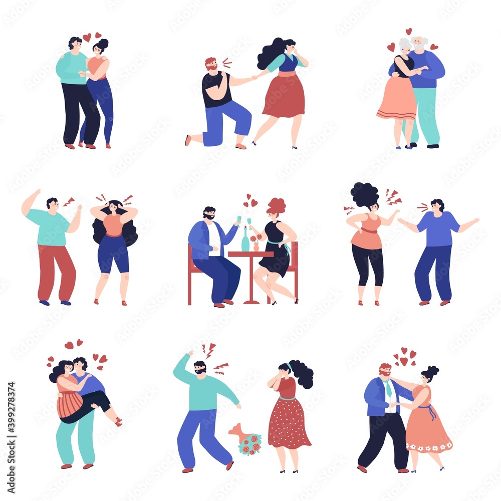 Conflict relationship. People violence, unhappy woman with angry ...