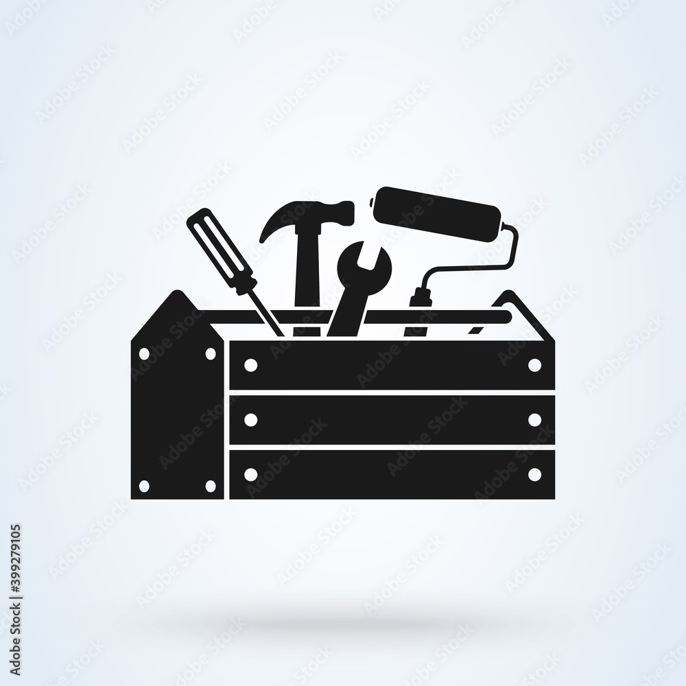 Tool box, contractor icon. Toolbox, toolkit, instrument Vector ...