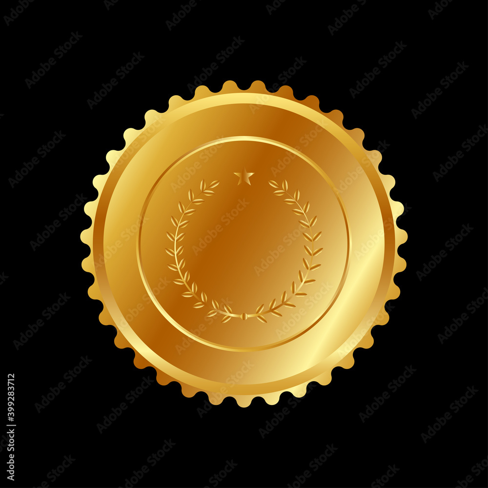 Golden stamp with ribbons isolated on white background. Luxury seal ...