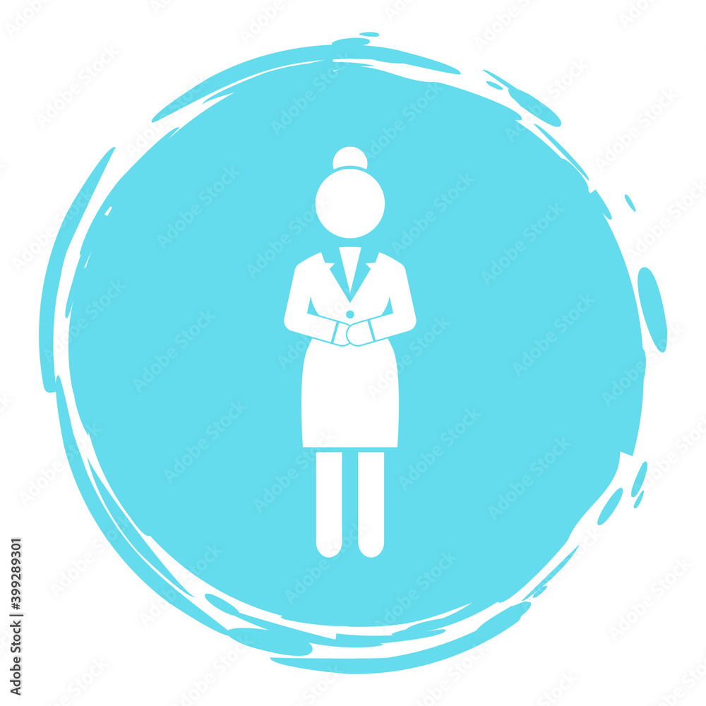 Businesswoman turquoise cirlce portrait, stamp style, businessperson ...