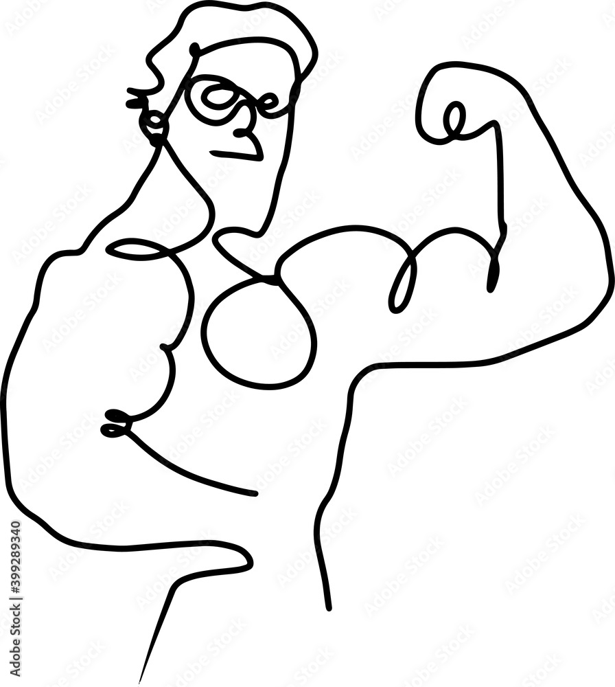 Arnold caricature, one line art, vector illustration Stock Vector ...