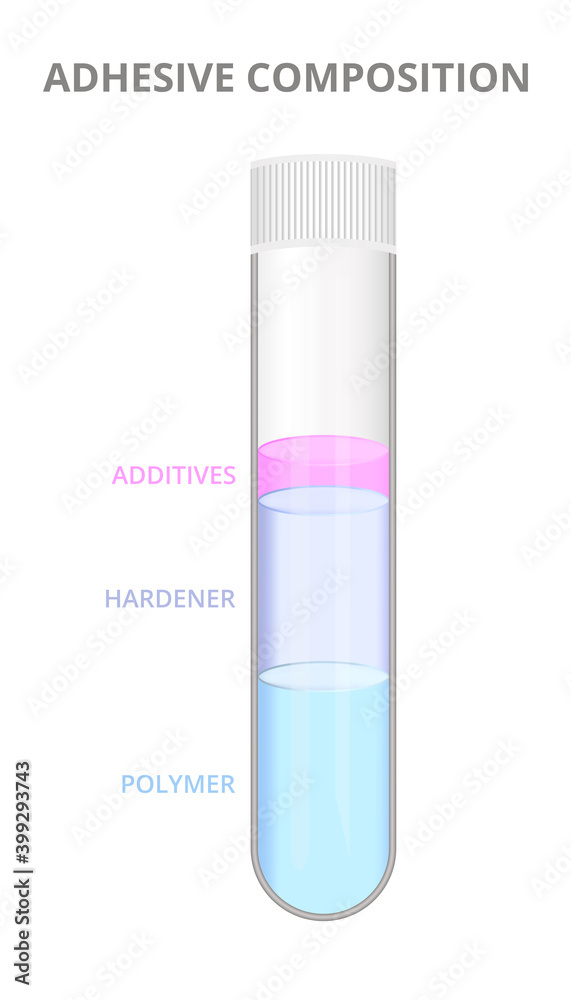 Vector icon of a glass test tube with a solvent free two‑component ...