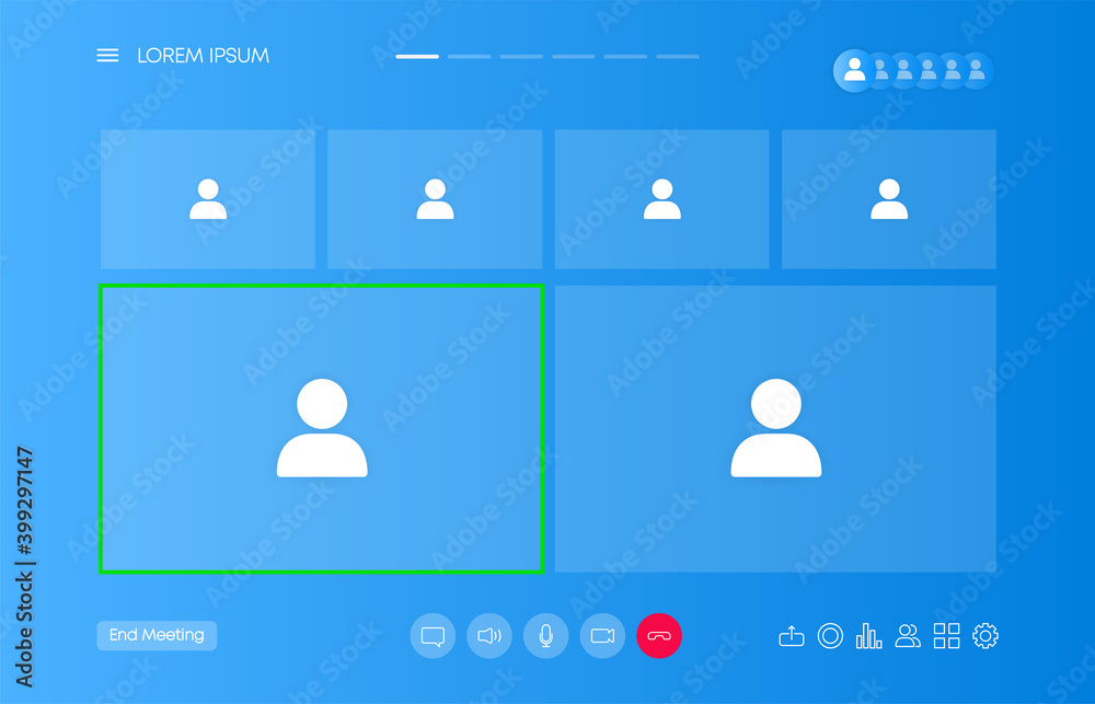 Video chat user interface, video calls window overlay. UI UX design ...