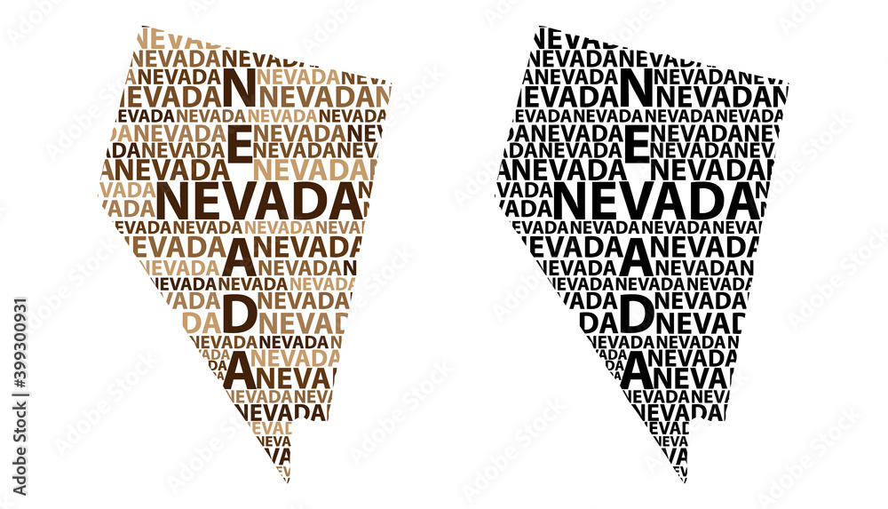 Sketch Nevada (United States of America) letter text map, Nevada map ...