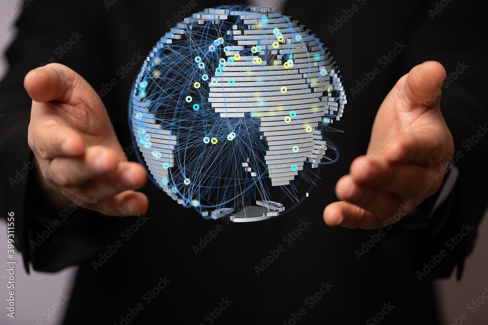 Global network connection. World map point and line composition Stock ...