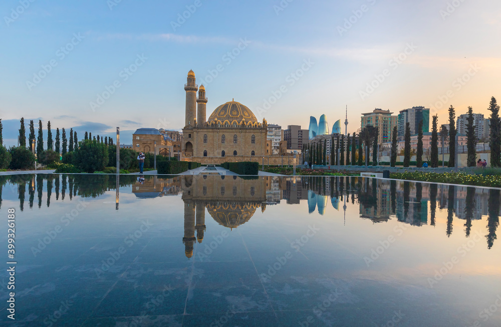 Sunset in one of the parks in Baku Stock Photo | Adobe Stock