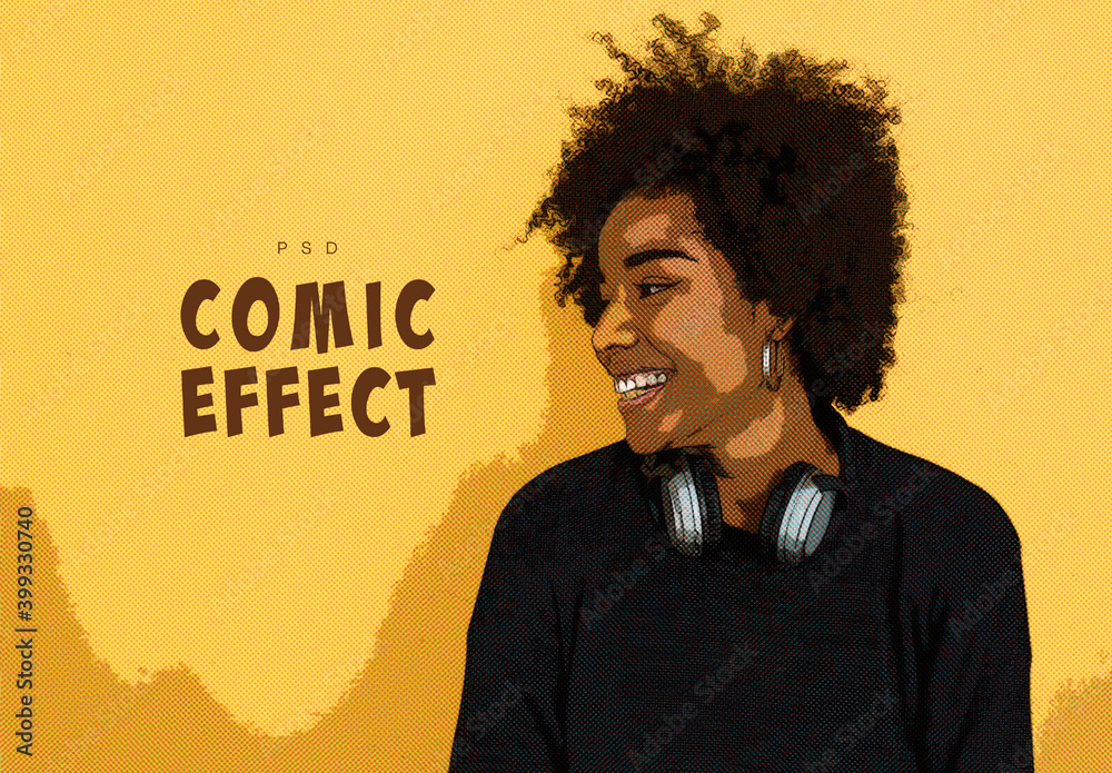 Comic Style Photo Effect Mockup Stock Template | Adobe Stock
