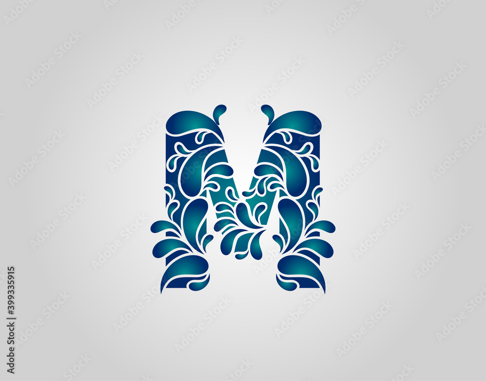 Water Splash Letter M Logo Icon, water droplets and splash alphabet ...