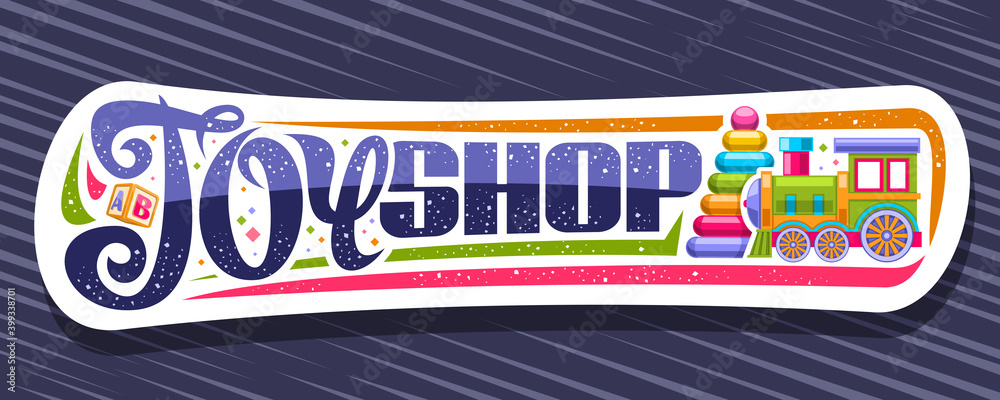 Vector banner for Toy Shop, modern sign board with illustration of kids ...