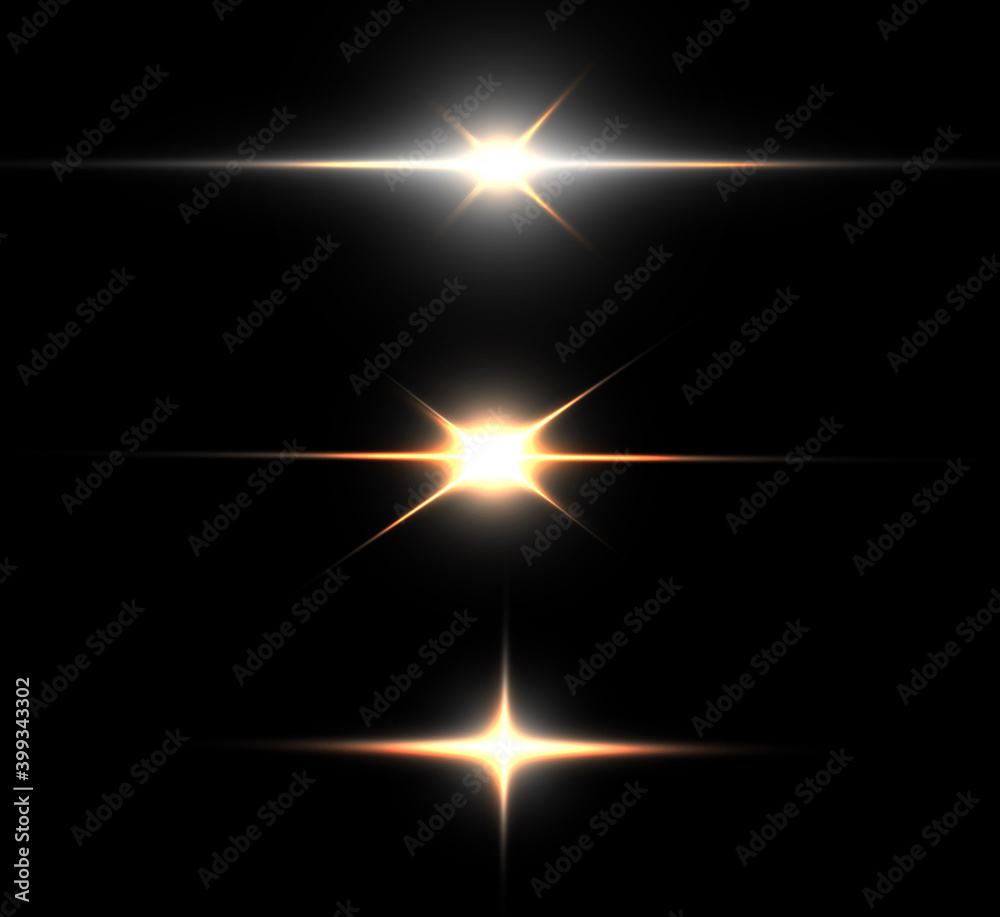 Set of bright beautiful stars on a transparent background vector ...