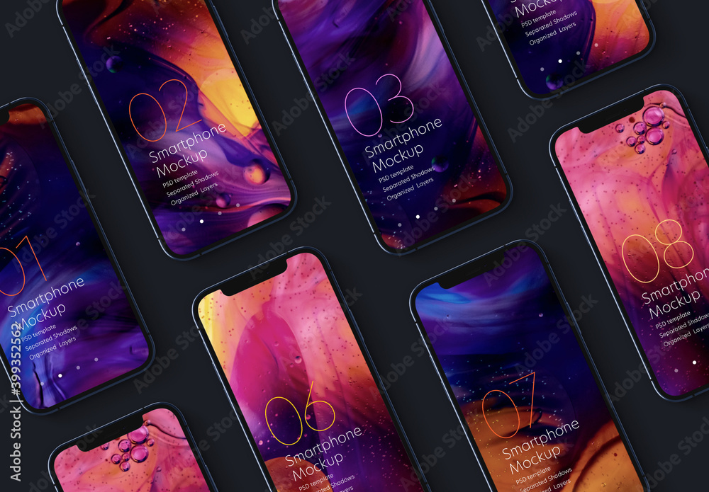 Dark Realistic Smartphone Mockup Stock Template | Adobe Stock