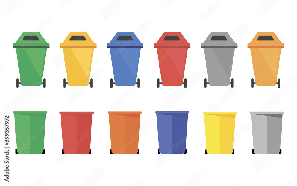 Separation of waste. Separation of waste into garbage cans. Modern ...