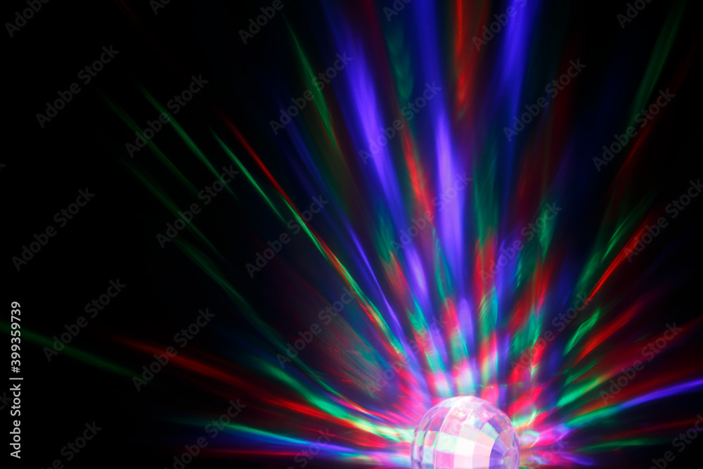 Colorful red, green and blue rays of light or light beams and angular ...