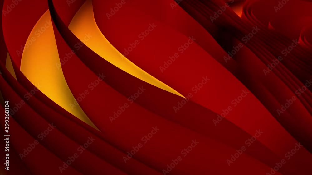 Abstract red tape animation on gold background. Wave movies spline ...